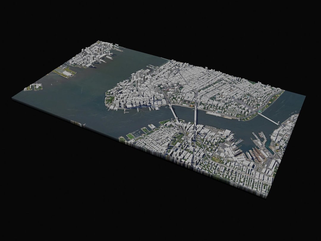 Lower Manhattan NYC 3D Topographic Model: STL File (digital Download ...