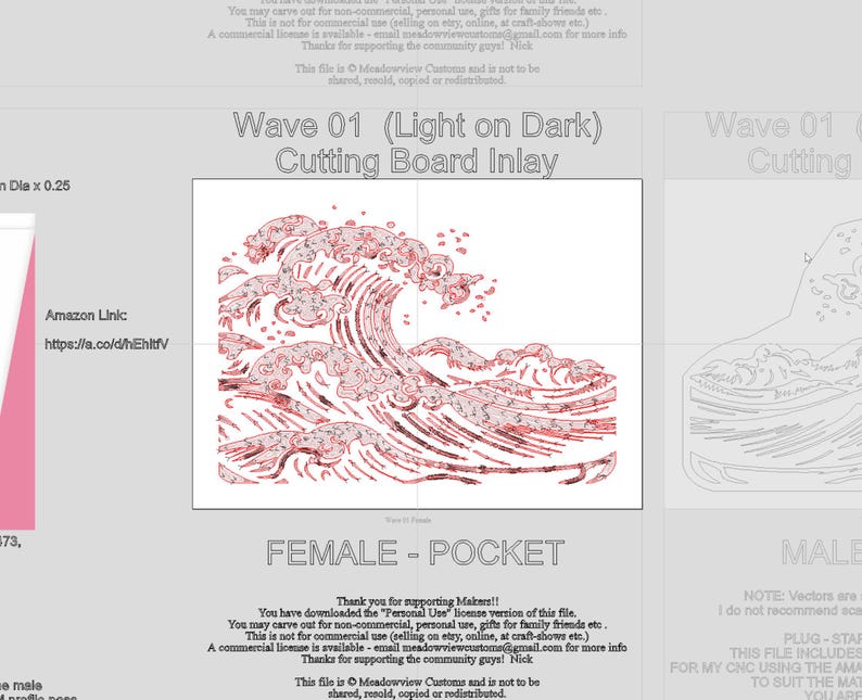 Vcarve Pro SVG Digital File - Cutting Board End Grain Rolling Waves ...
