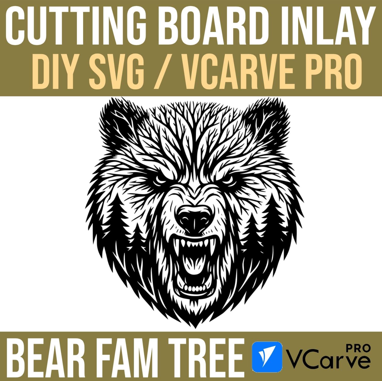 Vcarve Pro SVG File Cutting Board End Grain Bear Family Tree Inlay - Etsy