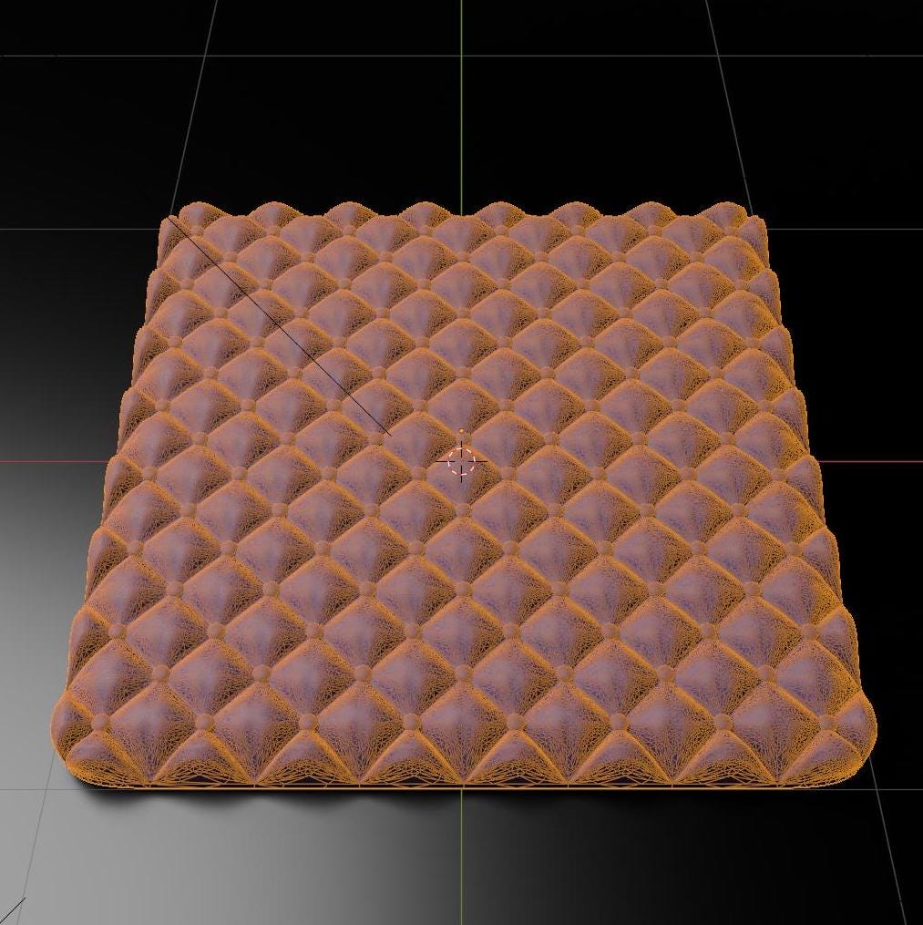Tufted Leather Cushion 3D STL File: CNC Carve Wood Panel (instant ...