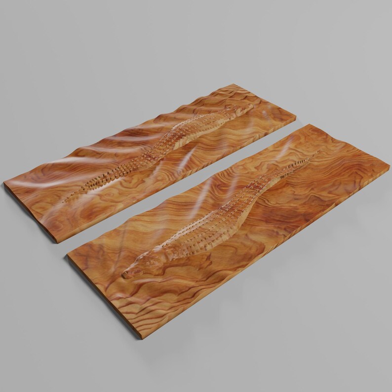 Swimming Crocodile STL | Alligator 3d | Panel Pattern Model for Cnc ...