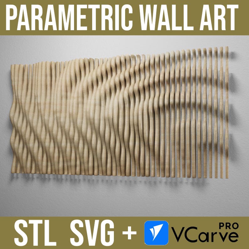 Parametric Wave Wall Art: 3D Wood Relief CNC Cut File (instant Download ...