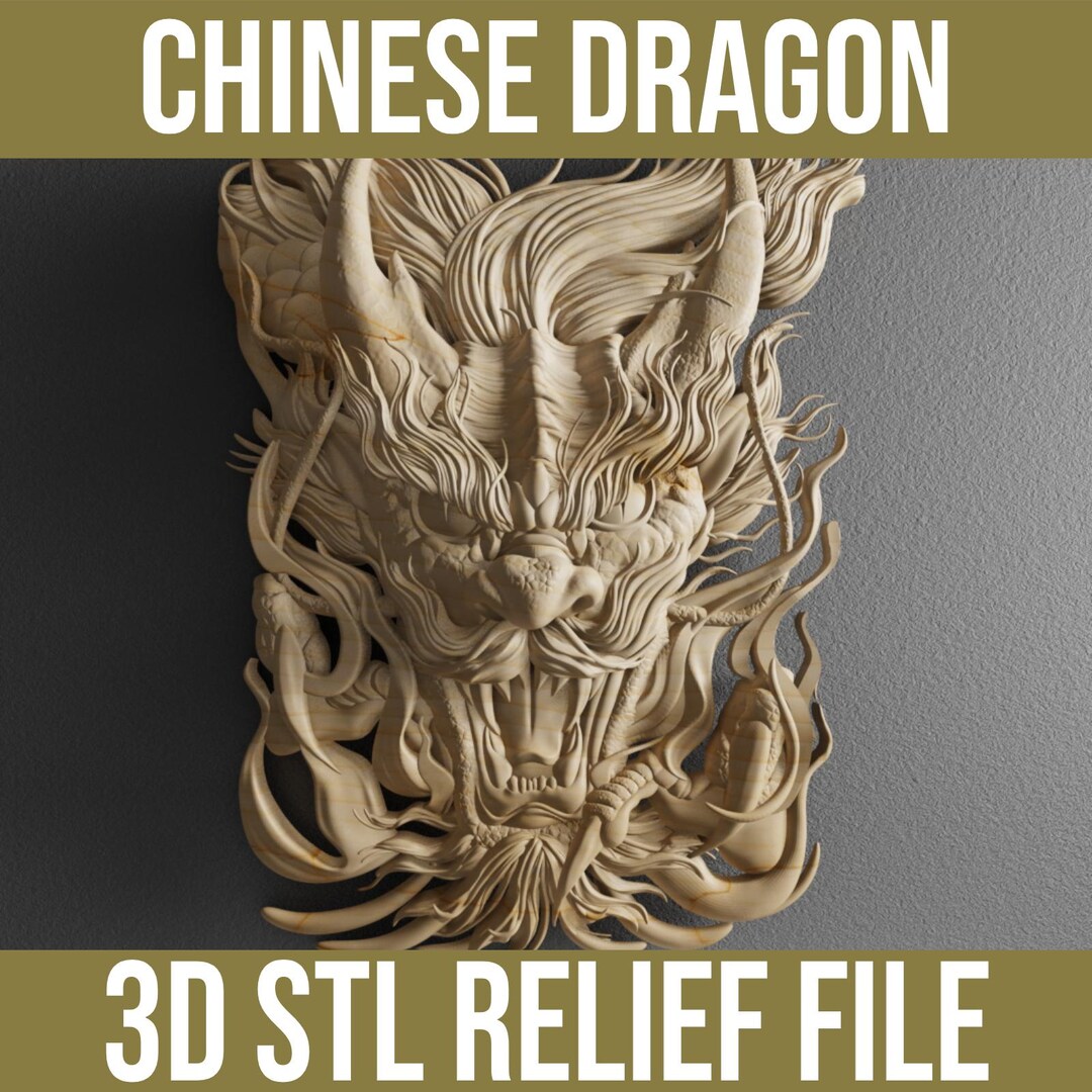 3D Chinese Dragon STL Relief File: CNC Design Router Cut File - Etsy