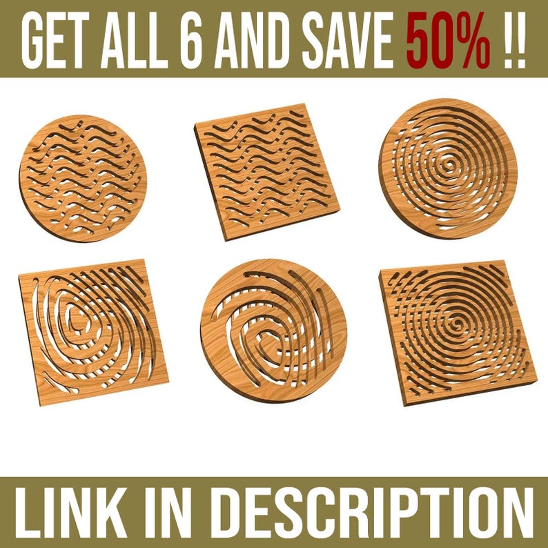Spiral Trivet Cut File: CNC Wood Coaster Design (SVG, CRV) (digital ...