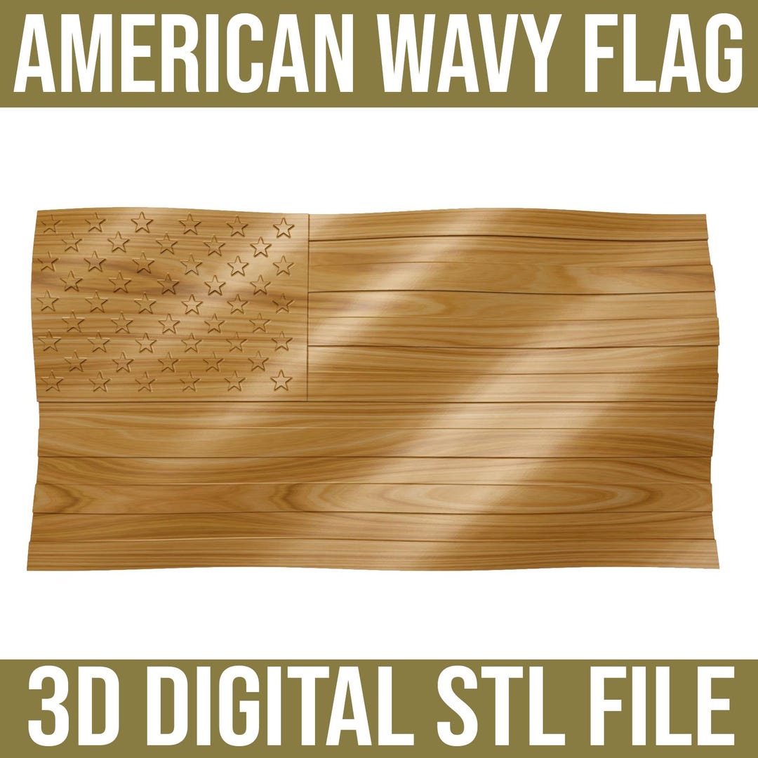 Wavy American Flag 3D | CRV File Vectric Vcarve | STL Model 4 CNC ...