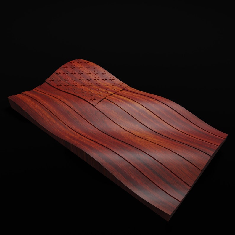 Wavy American Flag 3D Model: CNC Router STL, CRV File (digital Download ...