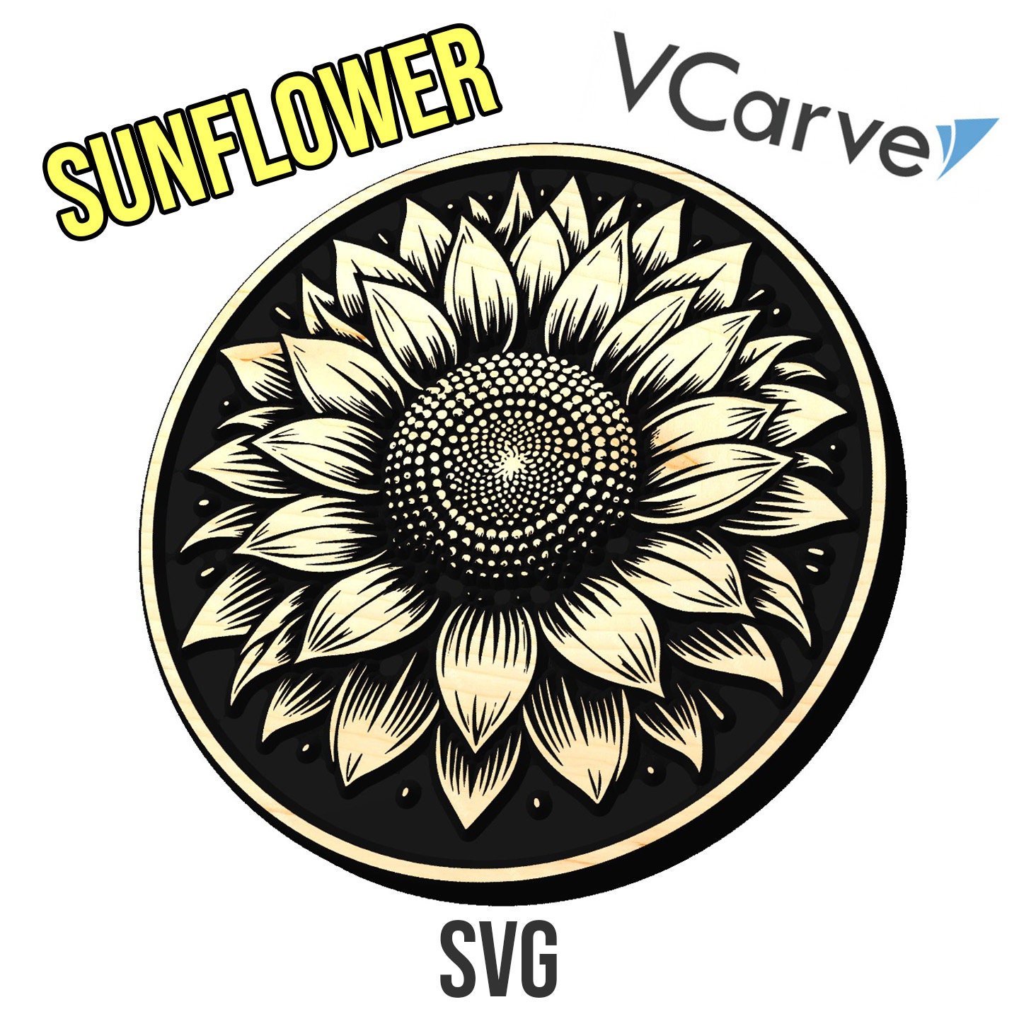 Intricate CNC Sunflower Pattern | Ornamental | Vcarve Crv Designs Svg ...