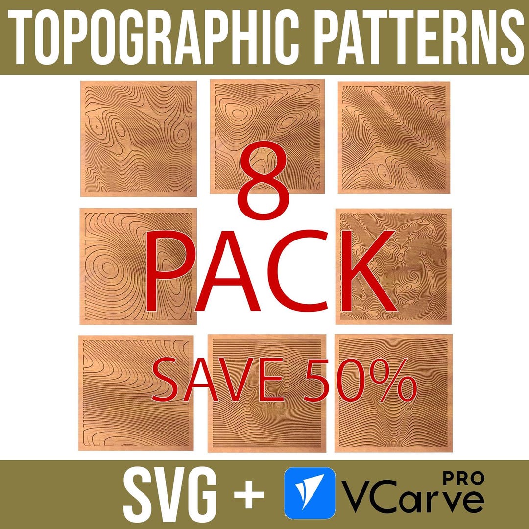 8 Topographic CNC Wall Panel Patterns | Svg Vectric Vcarve Cnc Design ...