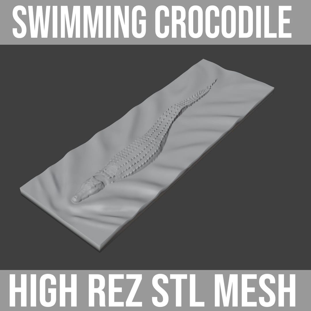 Swimming Crocodile 3D STL Model: CNC Carving & 3D Printing (digital ...