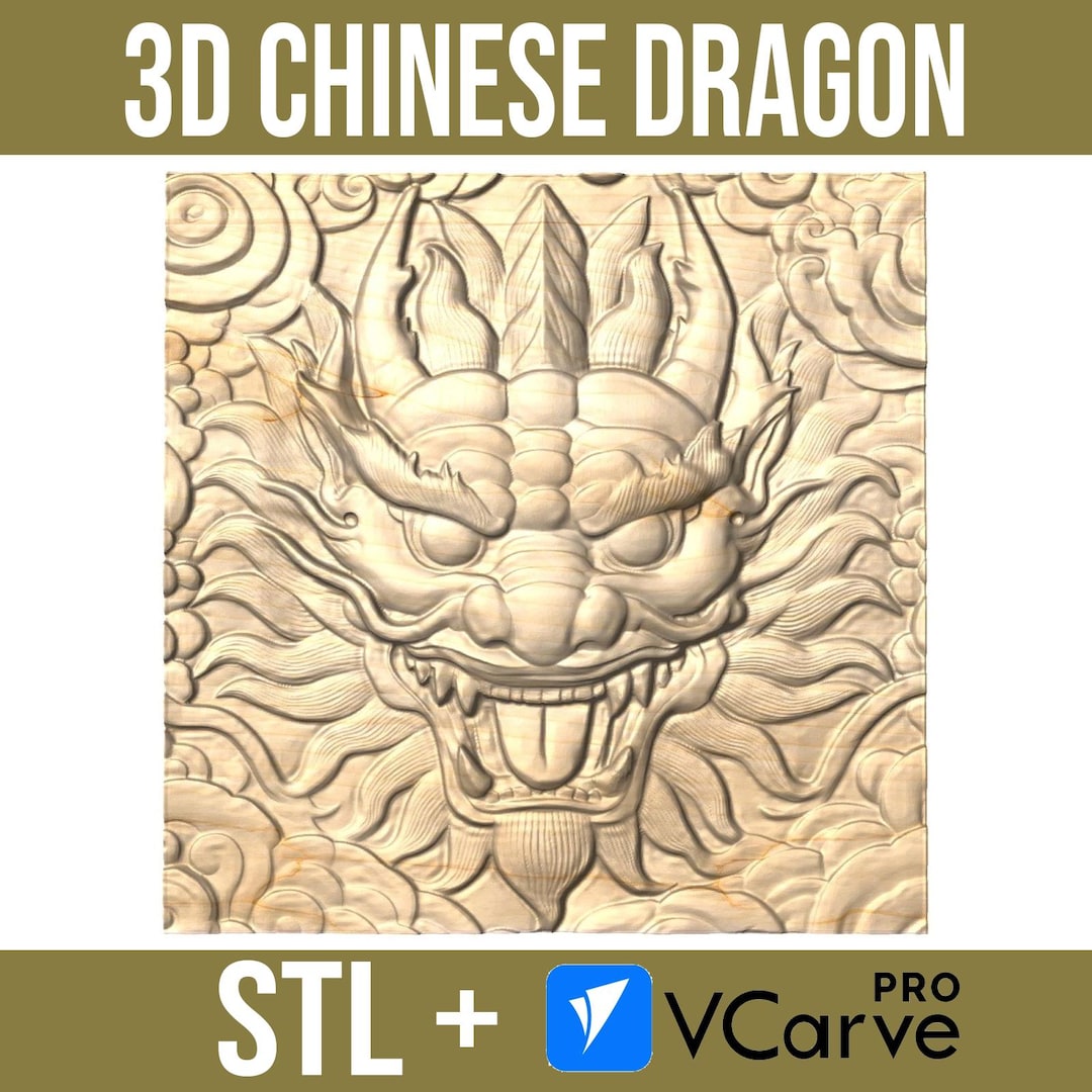 3D Chinese Dragon STL File | Vectric Vcarve Design for CNC 3D Printing ...