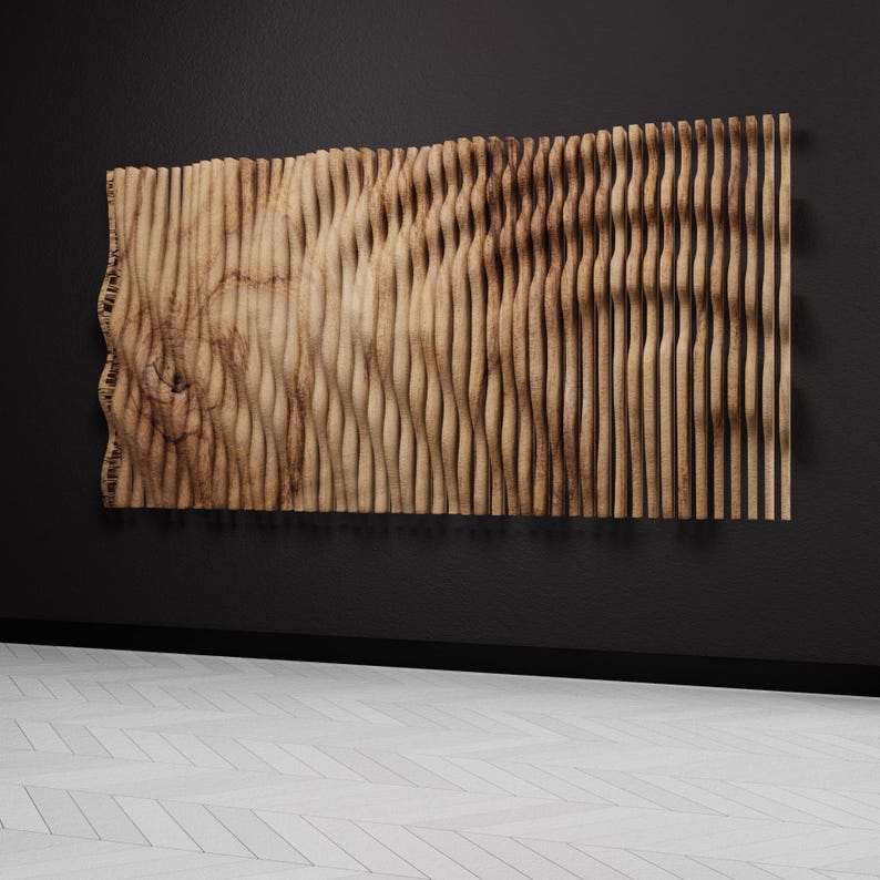 Parametric Wave Wall Art: 3D Wood Relief CNC Cut File (instant Download ...