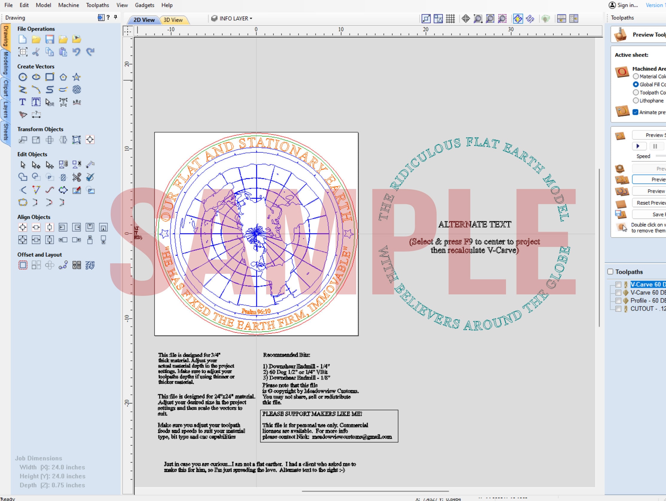 Flat Earth Gleason Map: CNC Carving SVG File (v-carve Pro) - Etsy
