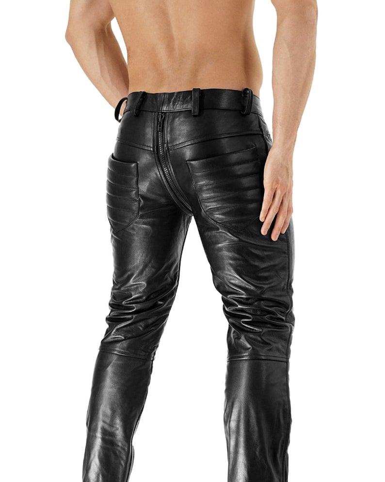 Men Leather Pants Genuine Leather Pants Back Zipper Pant Cargo - Etsy