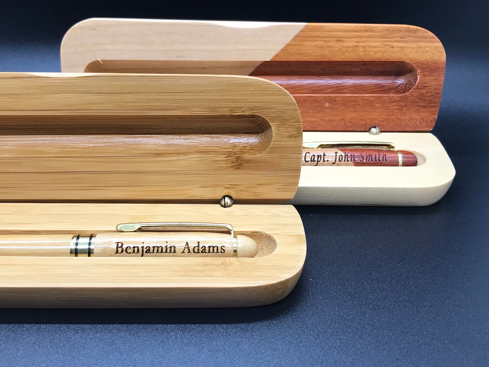 Wood Pen Set, Monogrammed Pen Set, Engraved Pen Case, Personalized Pen ...