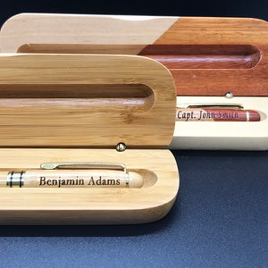 Wood Pen Set, Monogrammed Pen Set, Engraved Pen Case, Personalized Pen ...