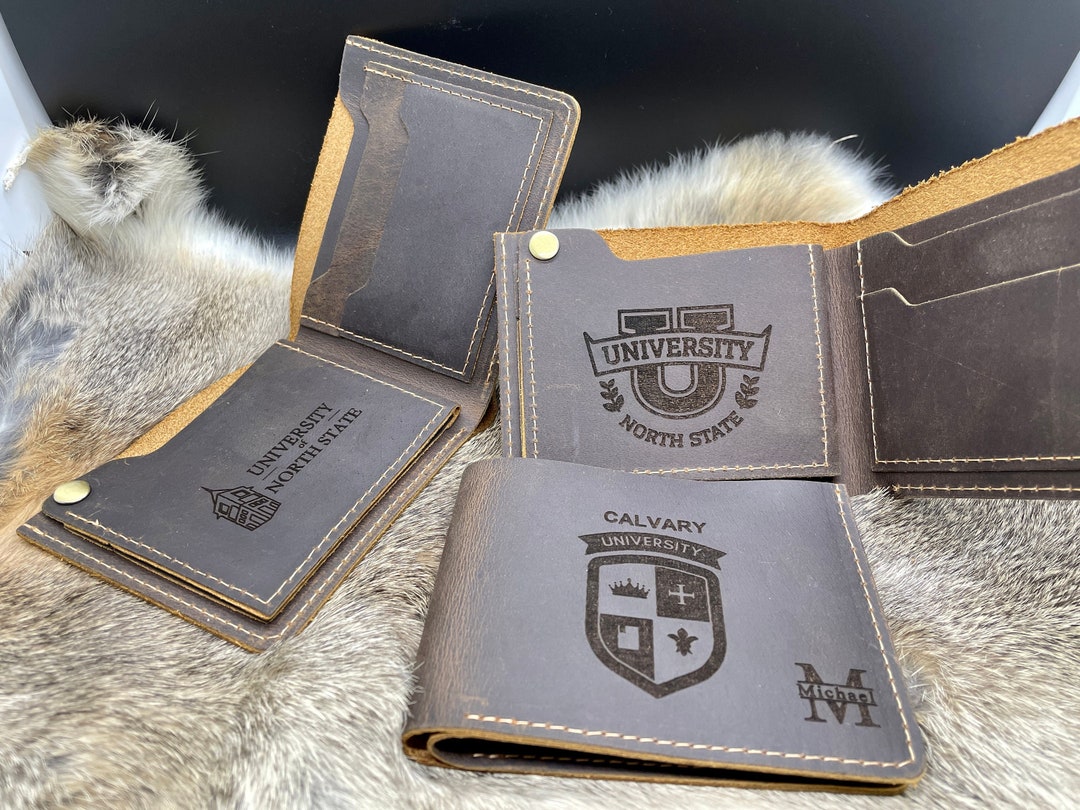 GRADUATION GIFTS, Leather Wallet, University Wallet, College Collegiate ...