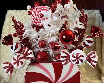 Merry Christmas Peppermint Centerpiece, Candy Cane Centerpiece ...