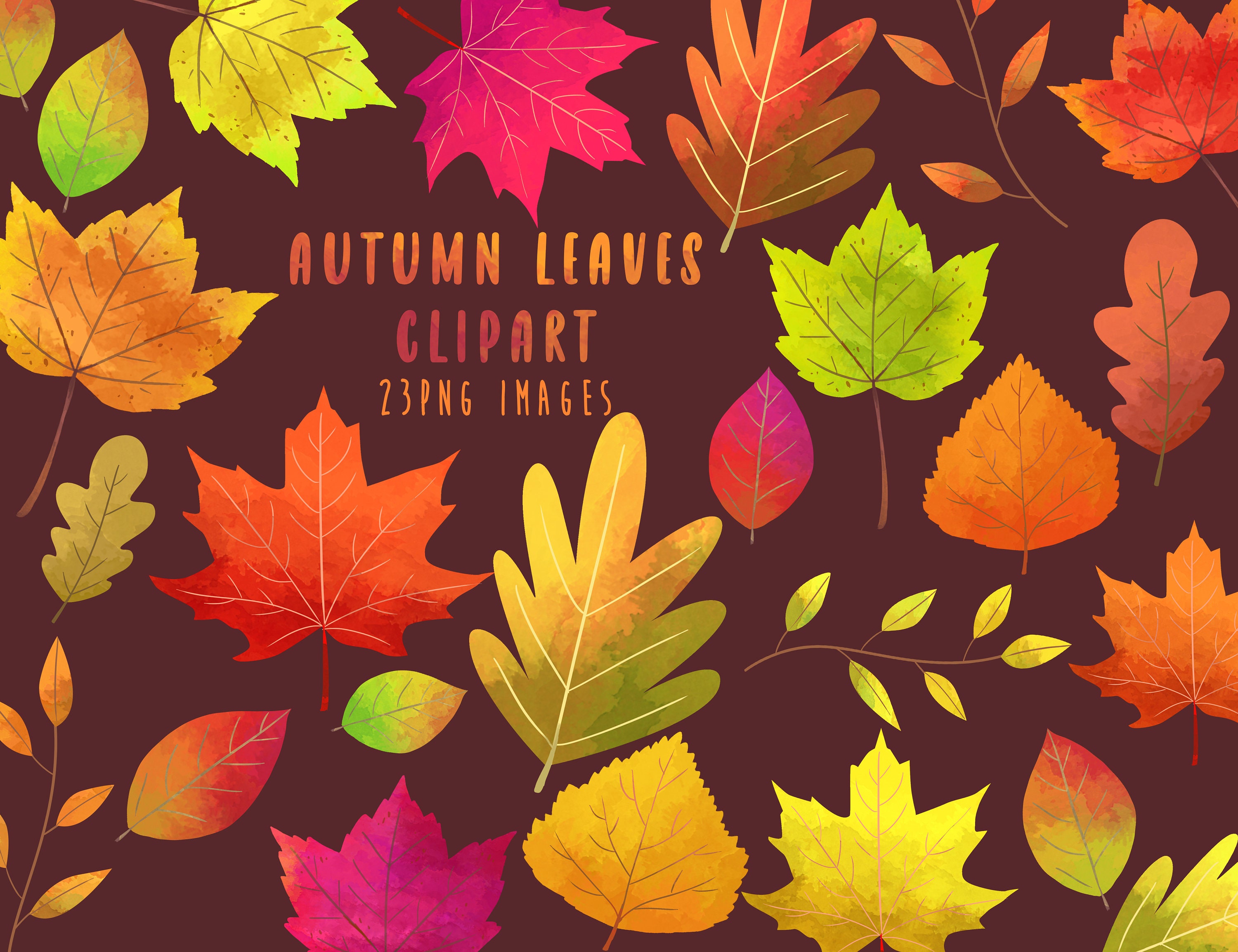 Autumn Leaves Clipart, Watercolor Leaves Clipart, Fall Leaves Clipart ...