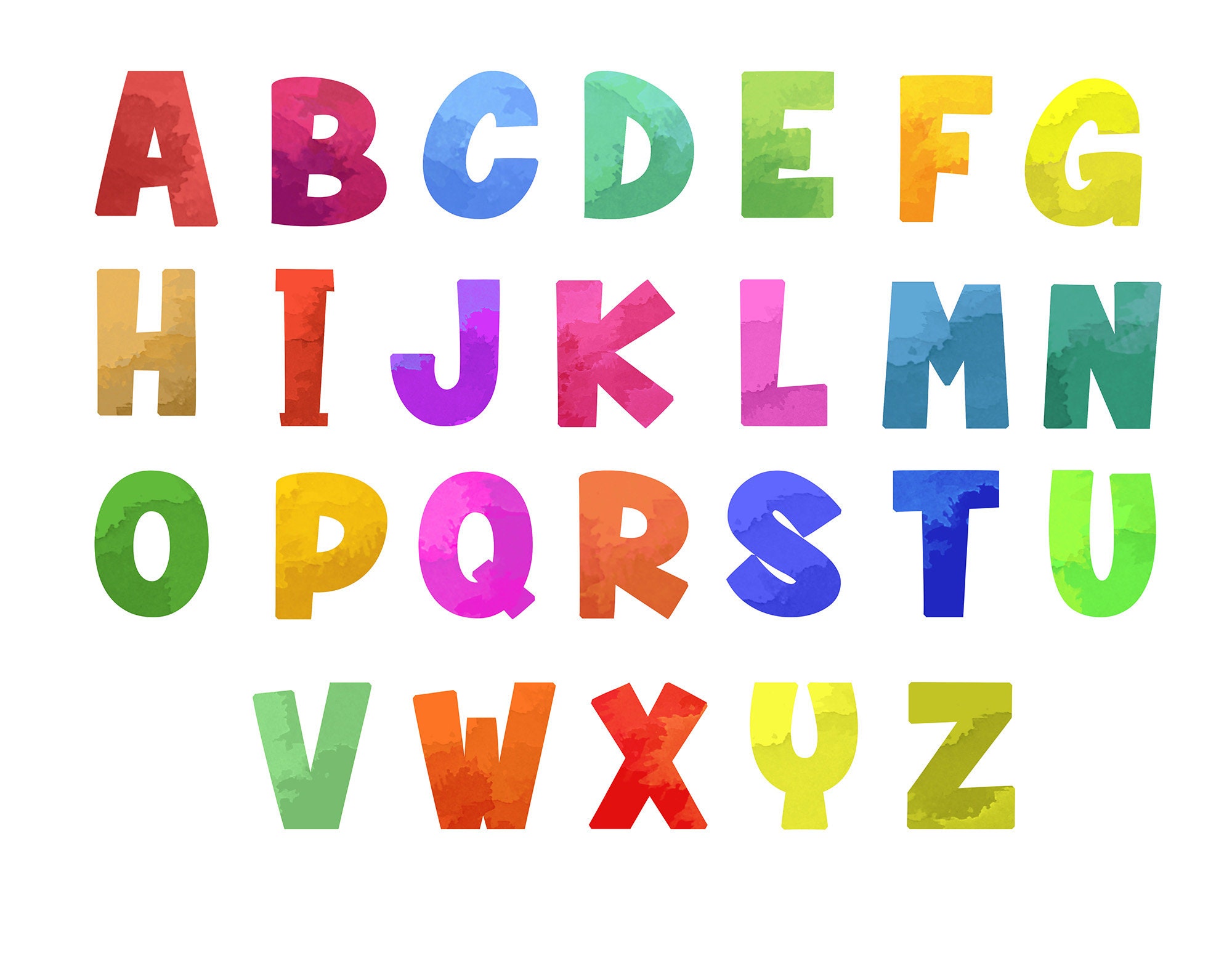 Watercolor Alphabet Clipart, Alphabet Clipart, Letters Clipart, Letters ...