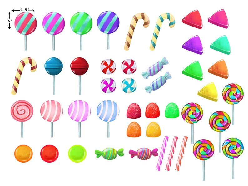Candy Land Clipart, Instant Download Candy Clipart, Digital Candy Clip ...