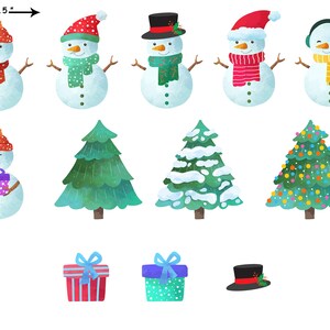 Snowman Clipart, Watercolor Snowman Clipart, Christmas Clipart, Holiday ...