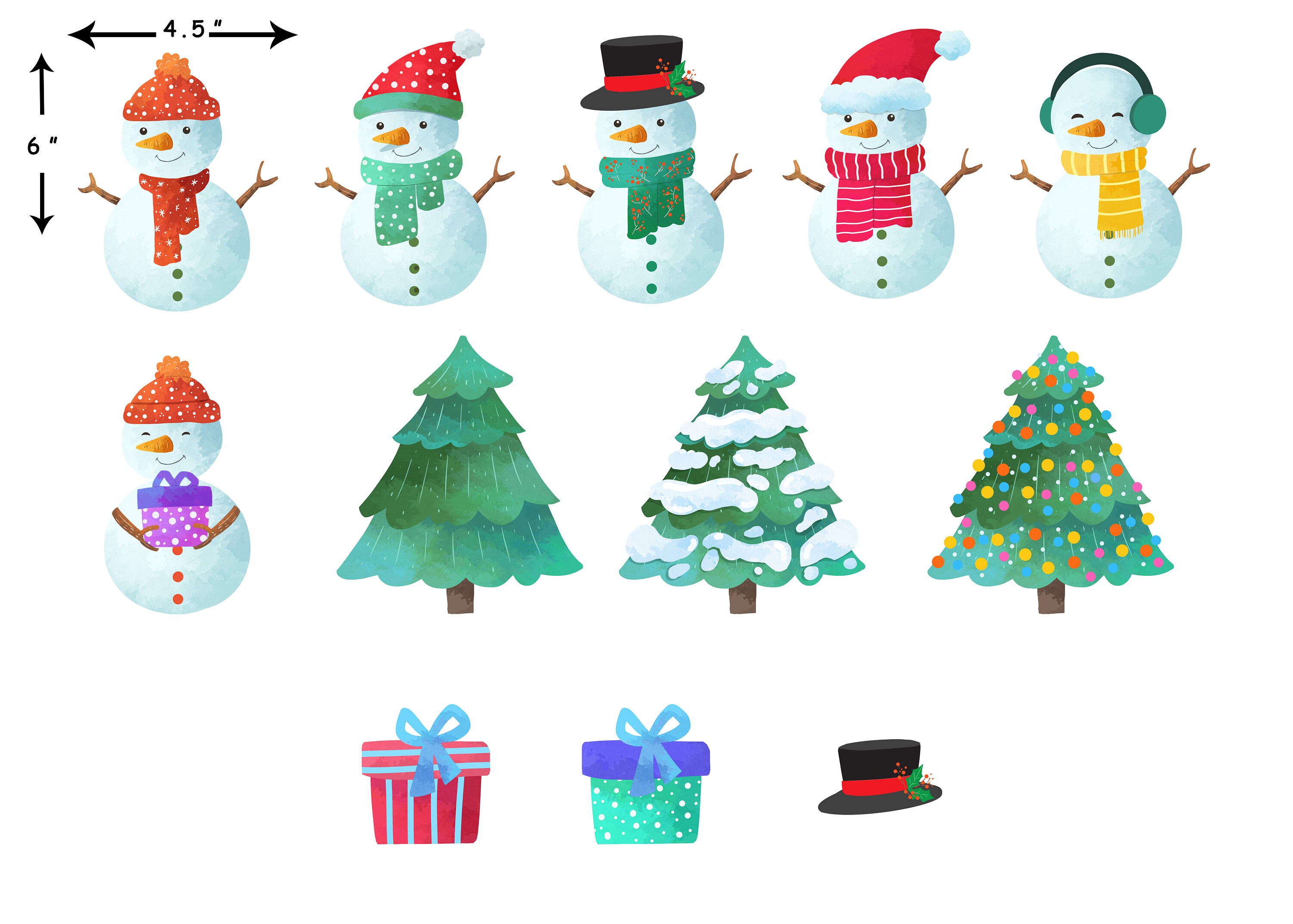 Snowman Clipart Watercolor Snowman Clipart Christmas - Etsy
