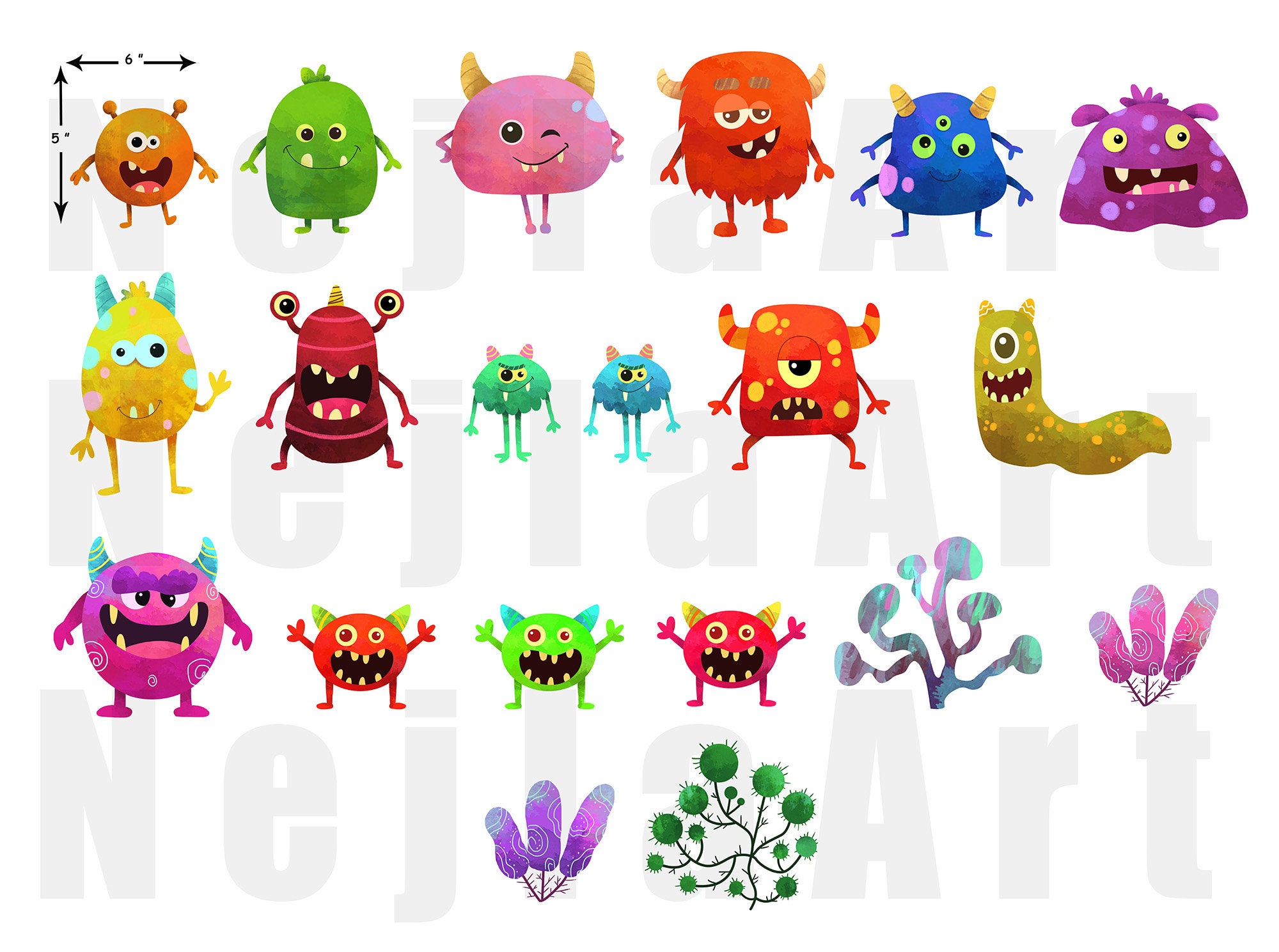 Monster Clipart Cute Monster Clipart Instant Download - Etsy