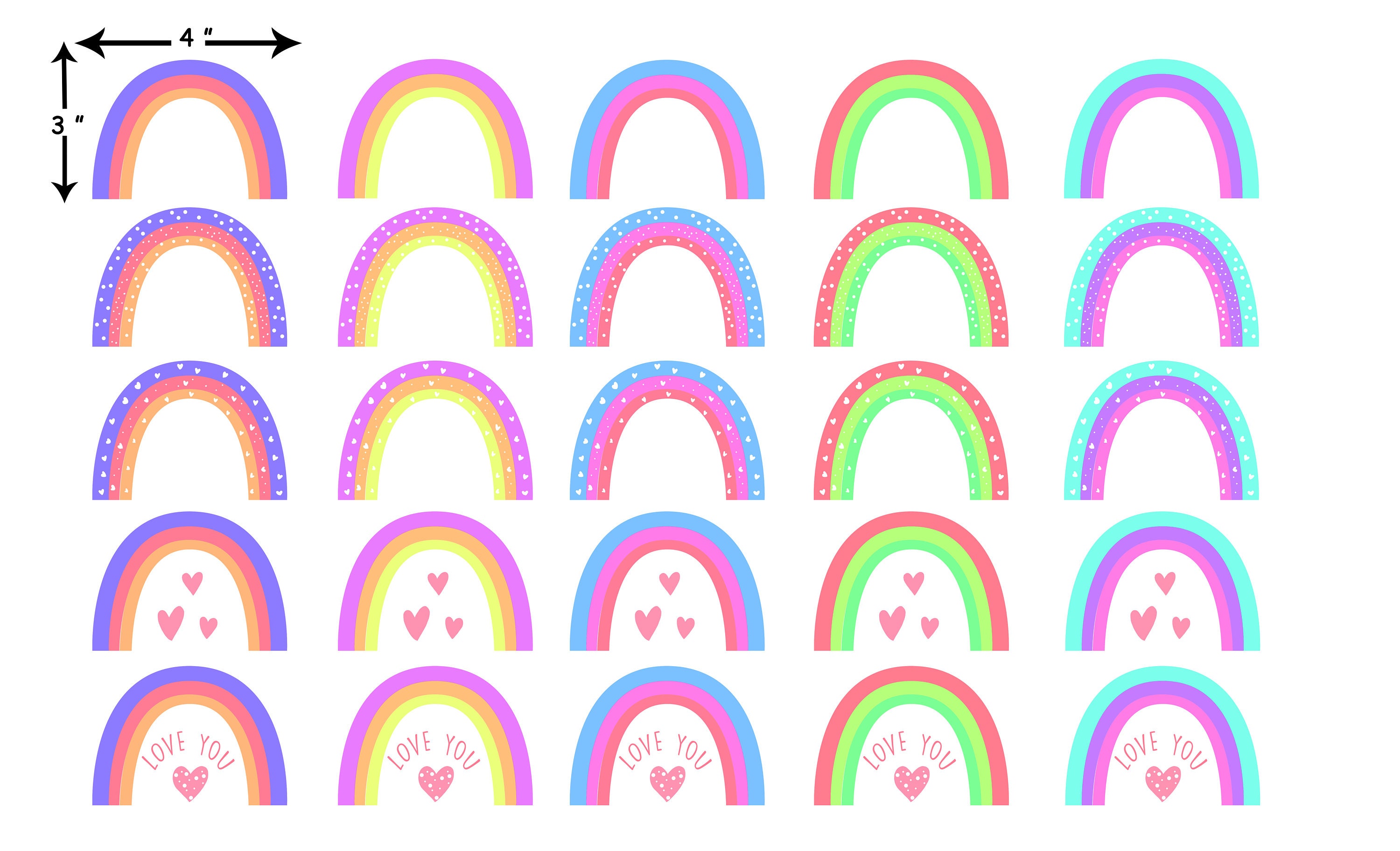 Rainbows Clipart, Valentine Rainbows Clipart, Valentine Clipart, Happy ...