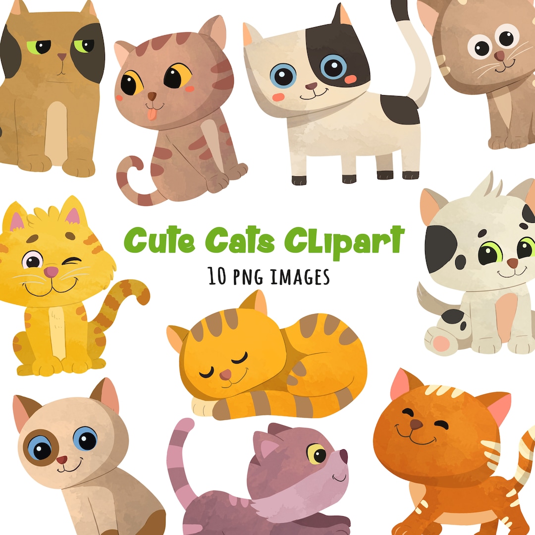 Cute Cat Clip Art, Kitten Clipart, Cute Cat Png, Cat Clipart, Cats ...