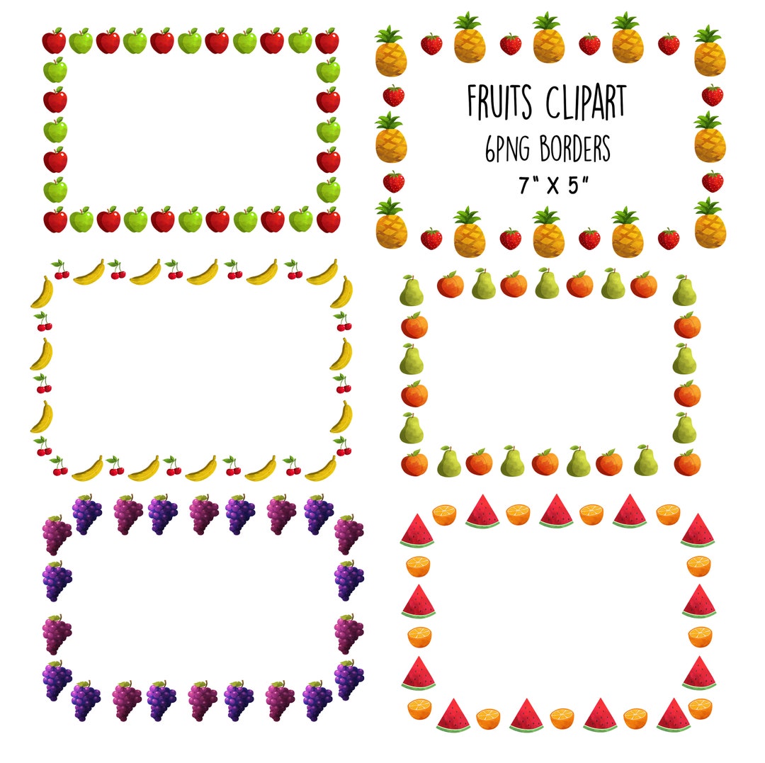 Fruit Borders Clipart, Fruit Frames Clipart, Frame Clipart, Apple ...