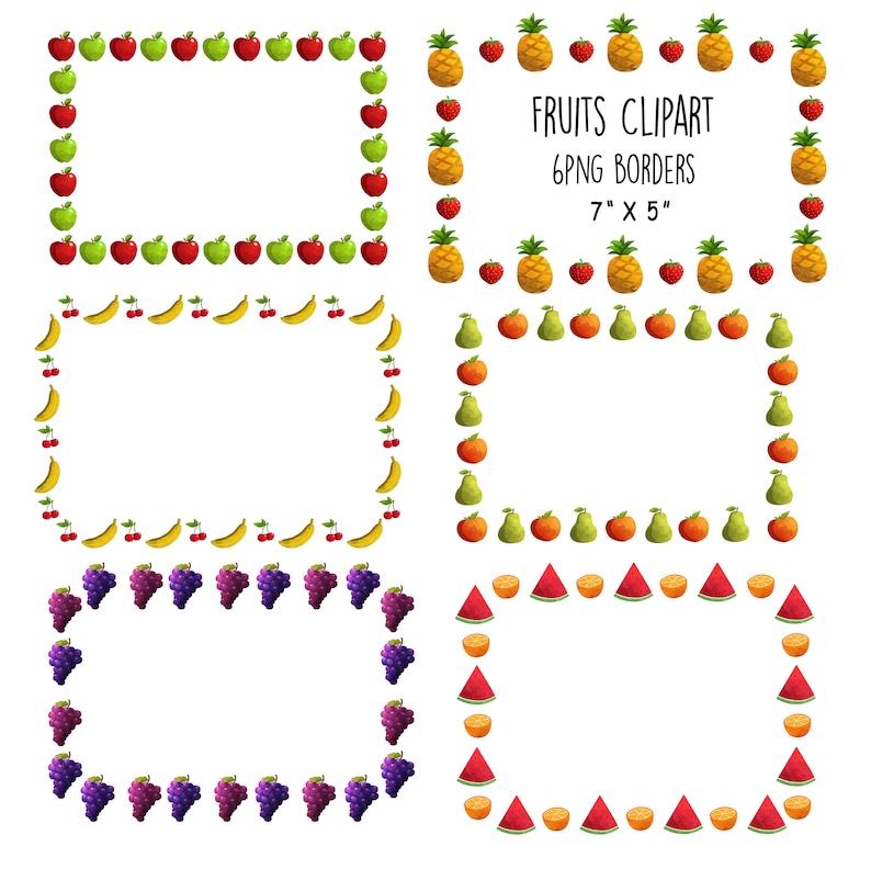 Fruit Borders Clipart, Fruit Frames Clipart, Frame Clipart, Apple ...