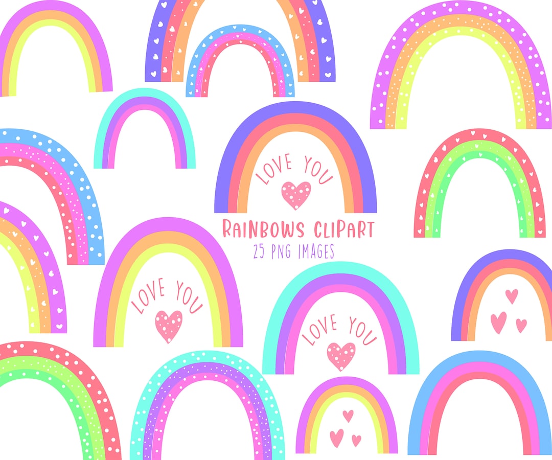 Rainbows Clipart, Valentine Rainbows Clipart, Valentine Clipart, Happy ...