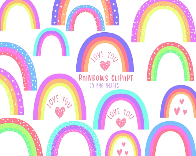 Rainbow Clip Art, Valentine Clip Art, PNG Rainbow, Rainbow Valentine ...