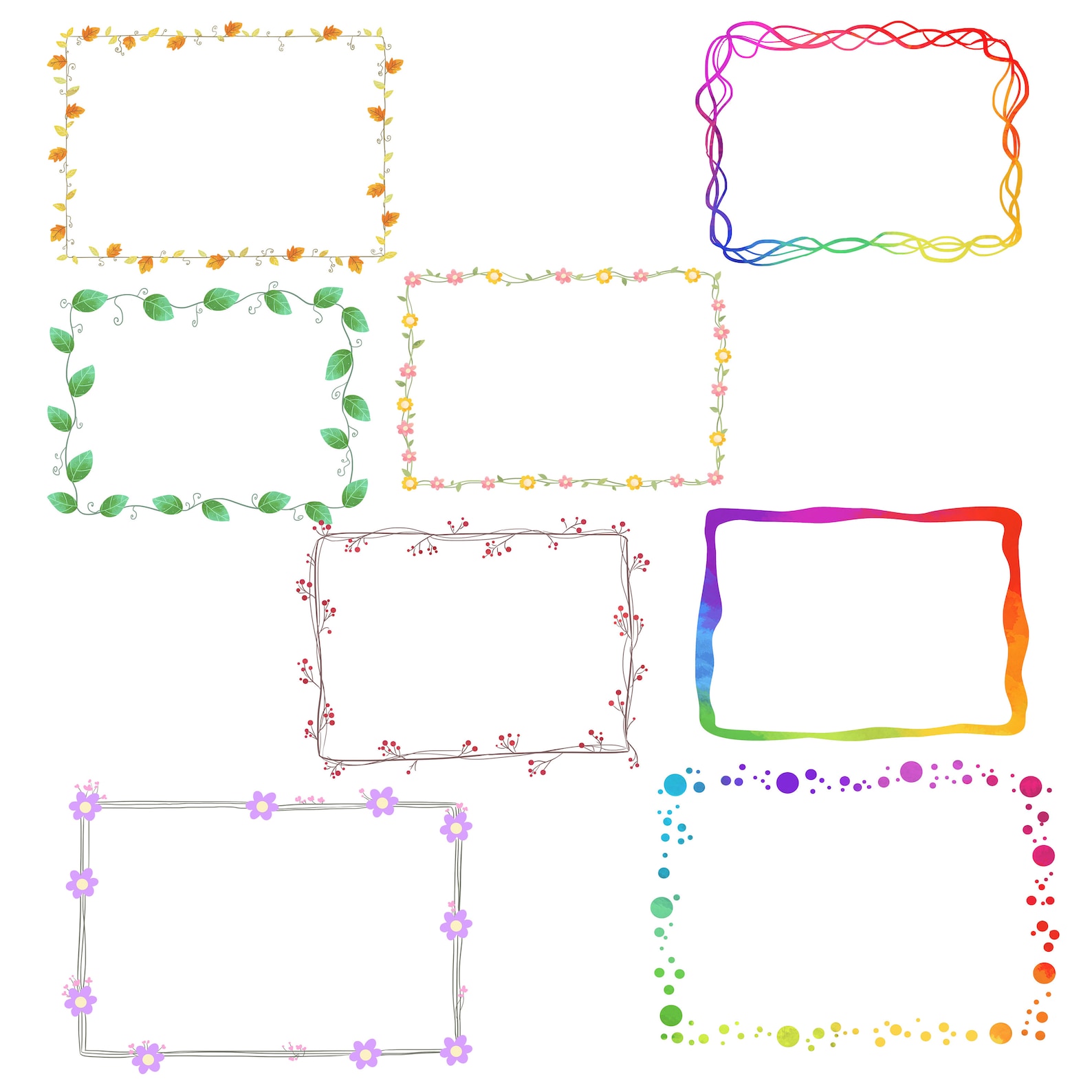 Frame Clipart, Borders Clipart, Flower Borders Clipart, Rainbow Borders ...