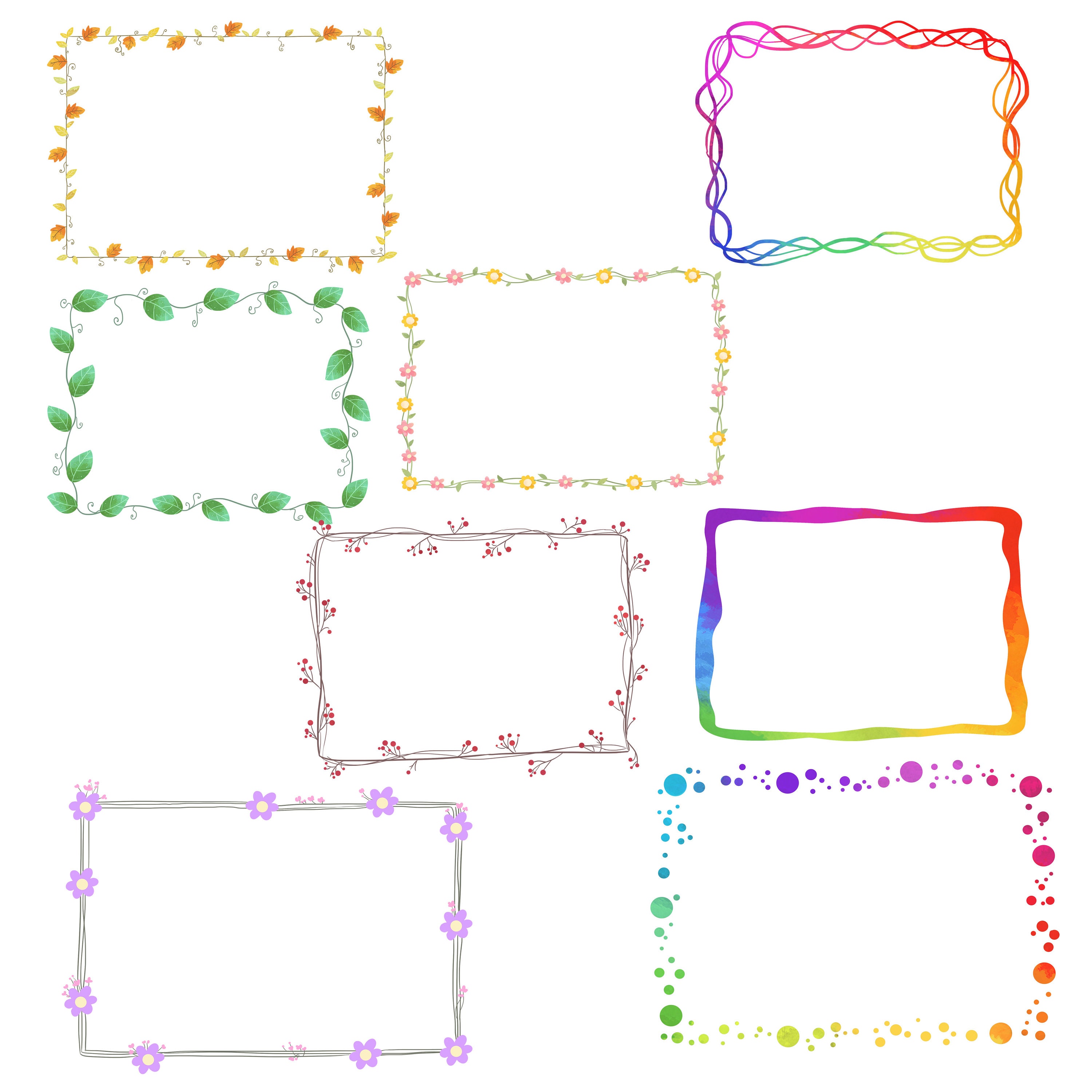 Frame Clipart, Borders Clipart, Flower Borders Clipart, Rainbow Borders ...