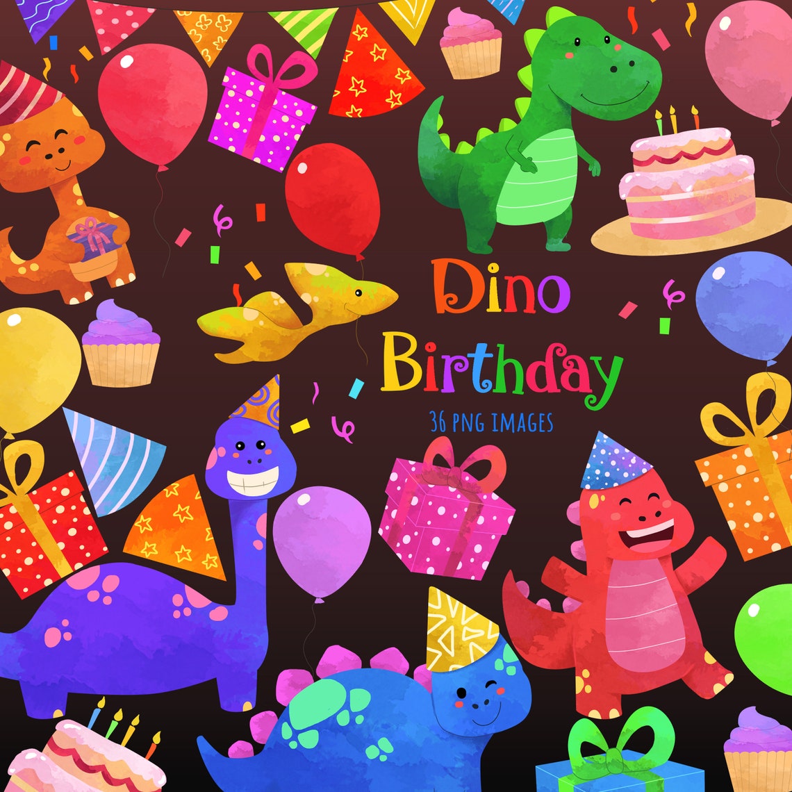 Dinosaur Clipart, Dinosaur Png, Dinosaur Birthday, Dino Party, Kid ...