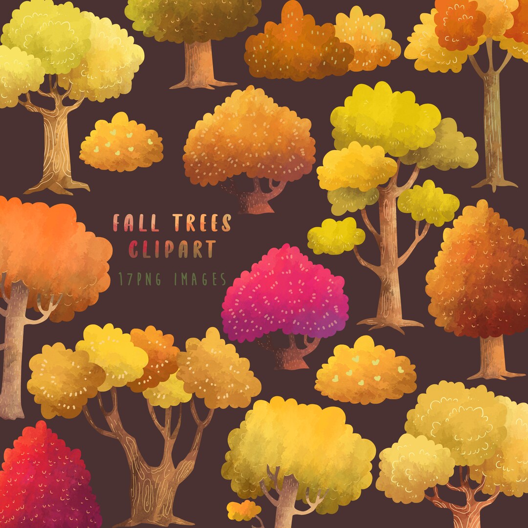 Watercolor Fall Trees Clipart, Autumn Trees Clipart, Fall Trees ...