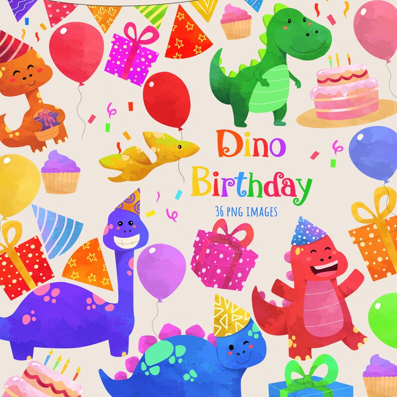 Dinosaur Clipart, Dinosaur Png, Dinosaur Birthday, Dino Party, Kid ...