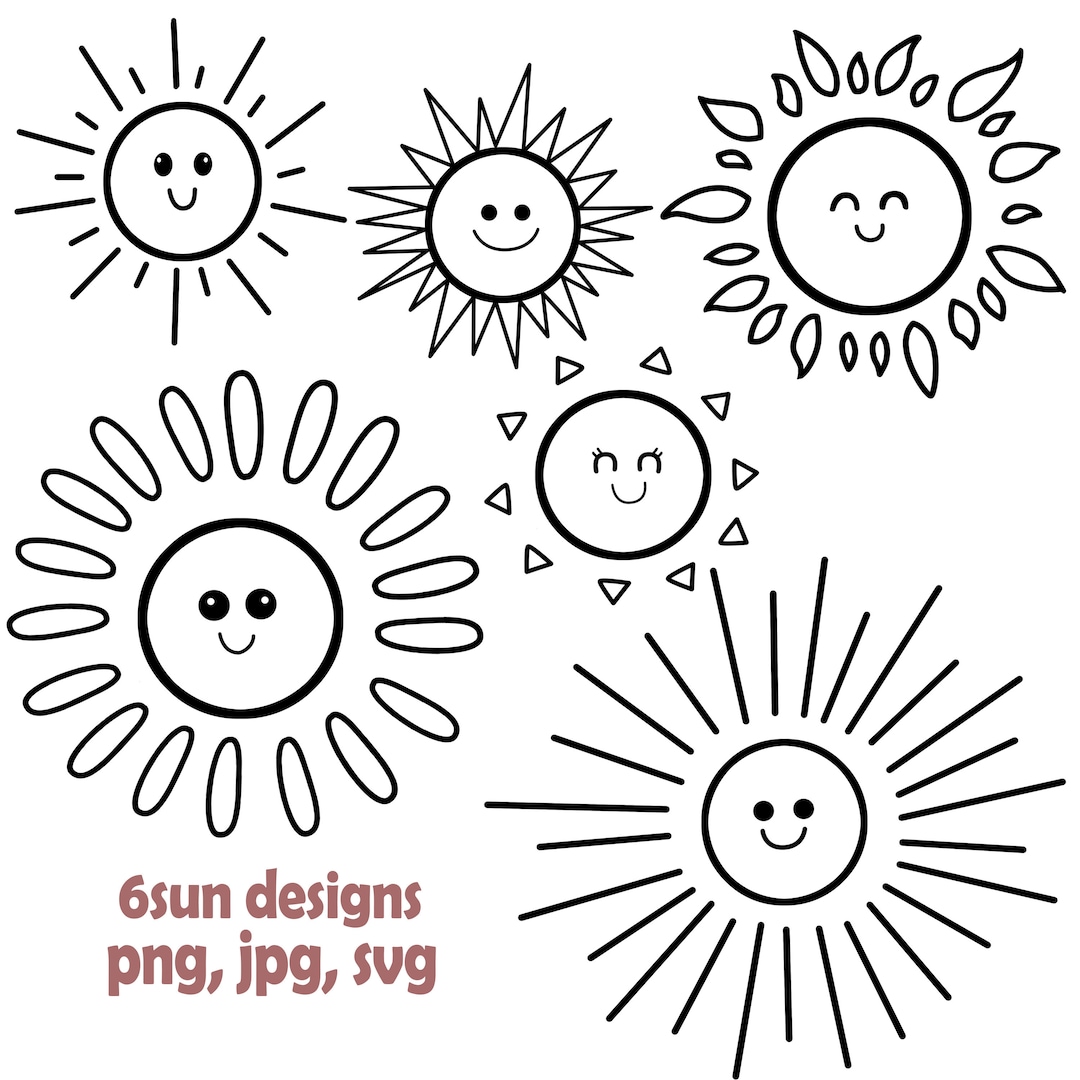 Sun Outline, Sunshine, Sun Clipart, Sun,sun Bundle Png Jpg, Sun Deisgns ...
