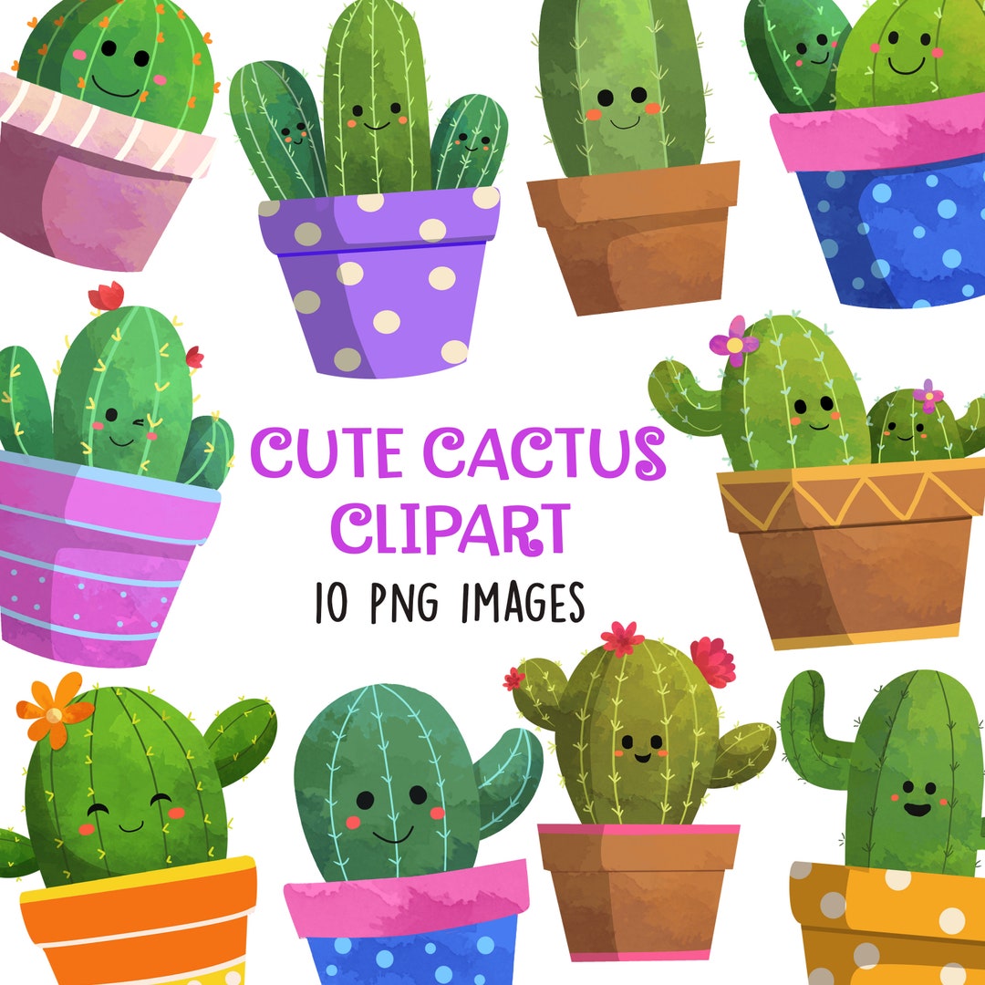 Cactus Clipart. Cute Cactus Png, Watercolor Cactus, Plant Clipart ...