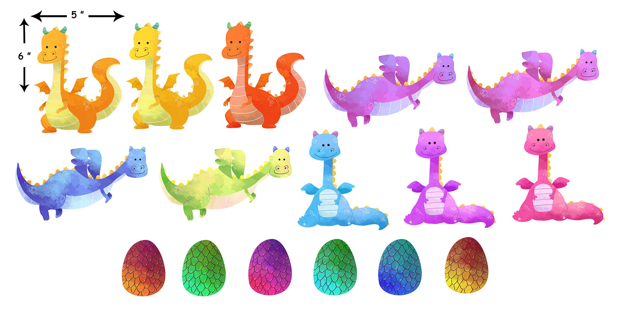 Dragons Clipart, Watercolor Dragon Clipart, Cute Dragons Clipart ...