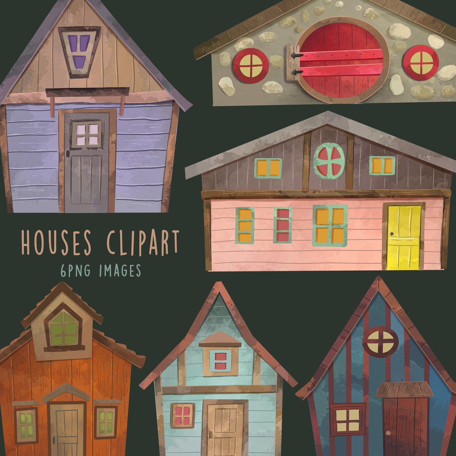 Watercolor House Clipart Cute House Clipart Png House - Etsy