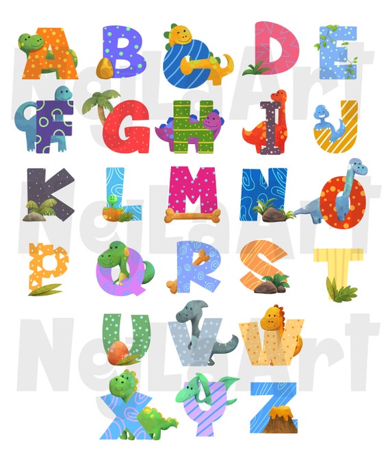 Dinosaur Alphabet Clipart Bundle Alphabet Clipart Letters - Etsy