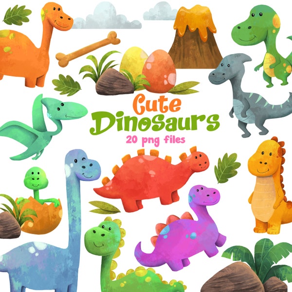Baby Dinosaur Clipart - Etsy