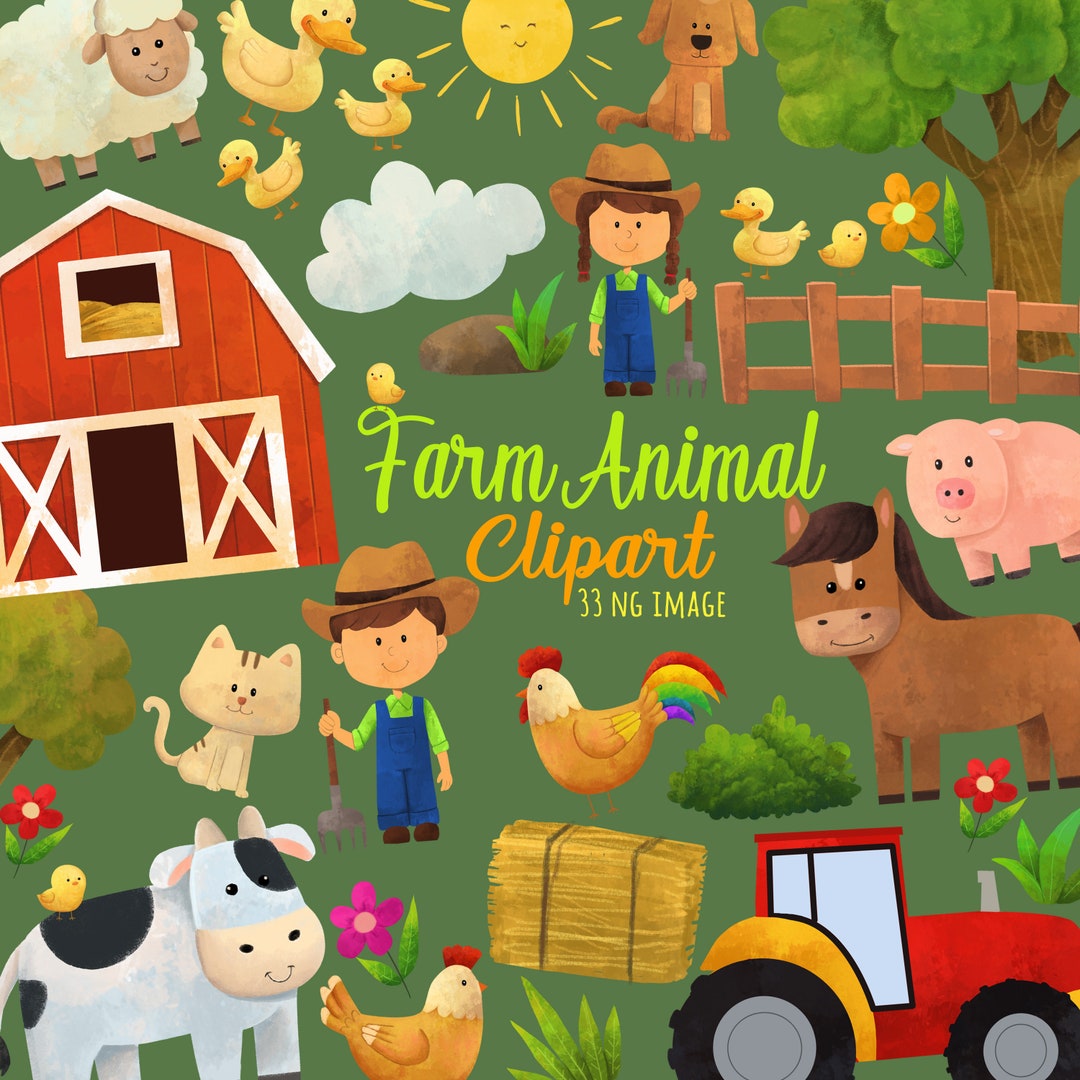 Farm Animals Clipart, Watercolor Farm Animal Clipart, Farm Clipart ...