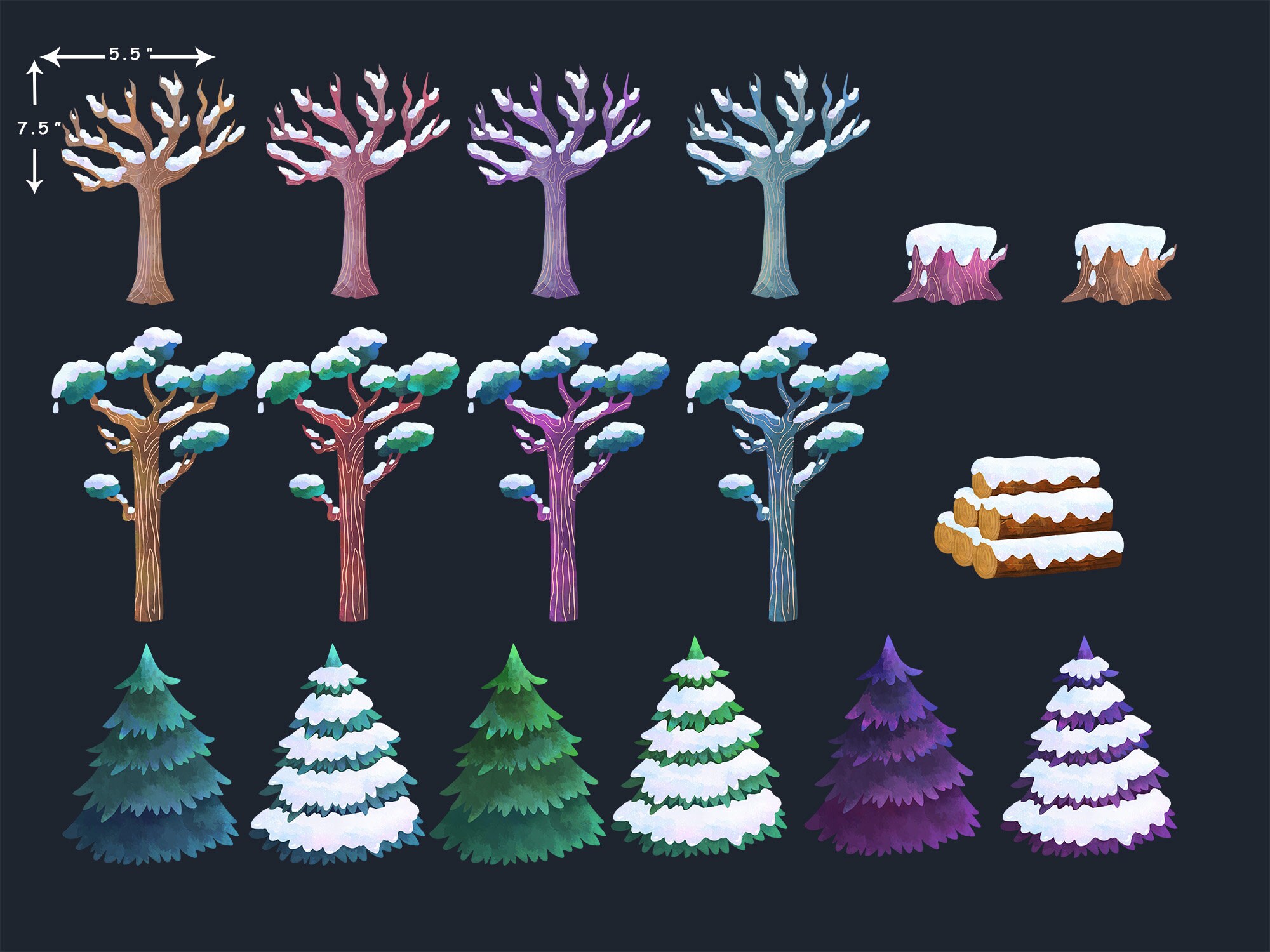 Watercolor Snowy Trees Clipart, Snowy Trees Clipart, Winter Clipart ...