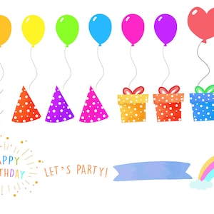 Birthday Clipart, Happy Birthday Clipart, Party Invite, Digital ...