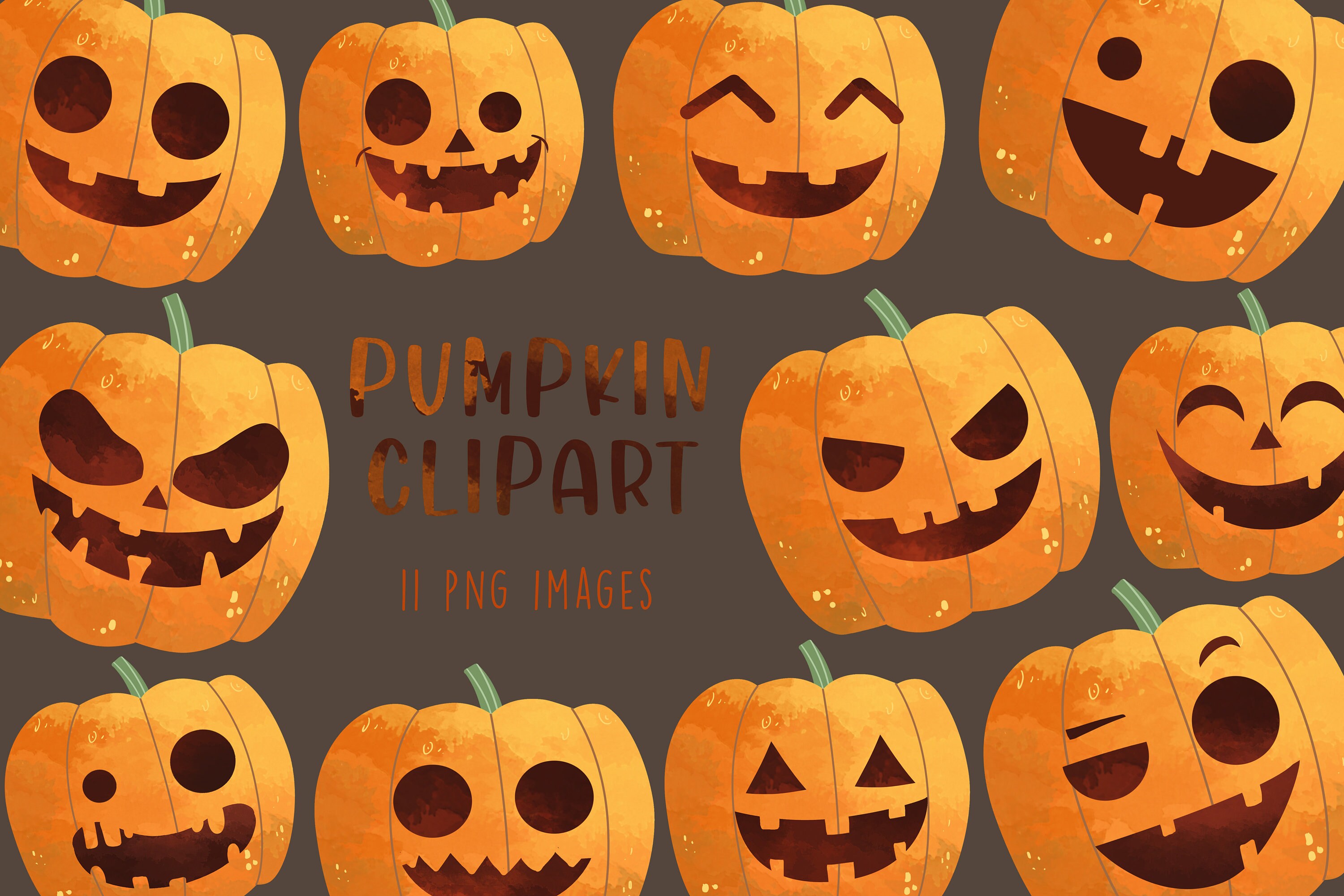 Watercolor Pumpkin Clipart, Halloween Clipart, Pumpkin Png, Pumpkin ...