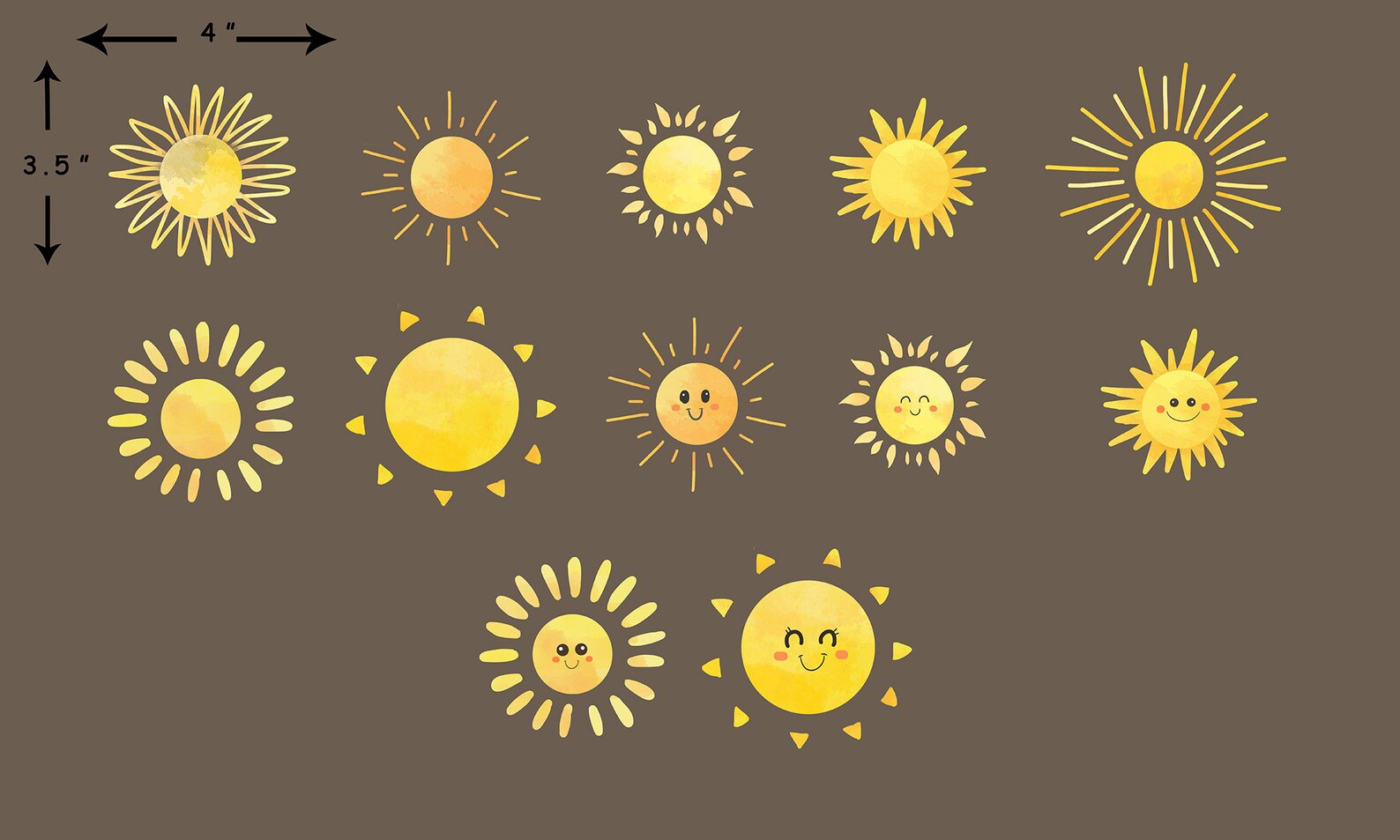 Sun Clipart Watercolor Sun Clipart Digital Sun Clipart - Etsy