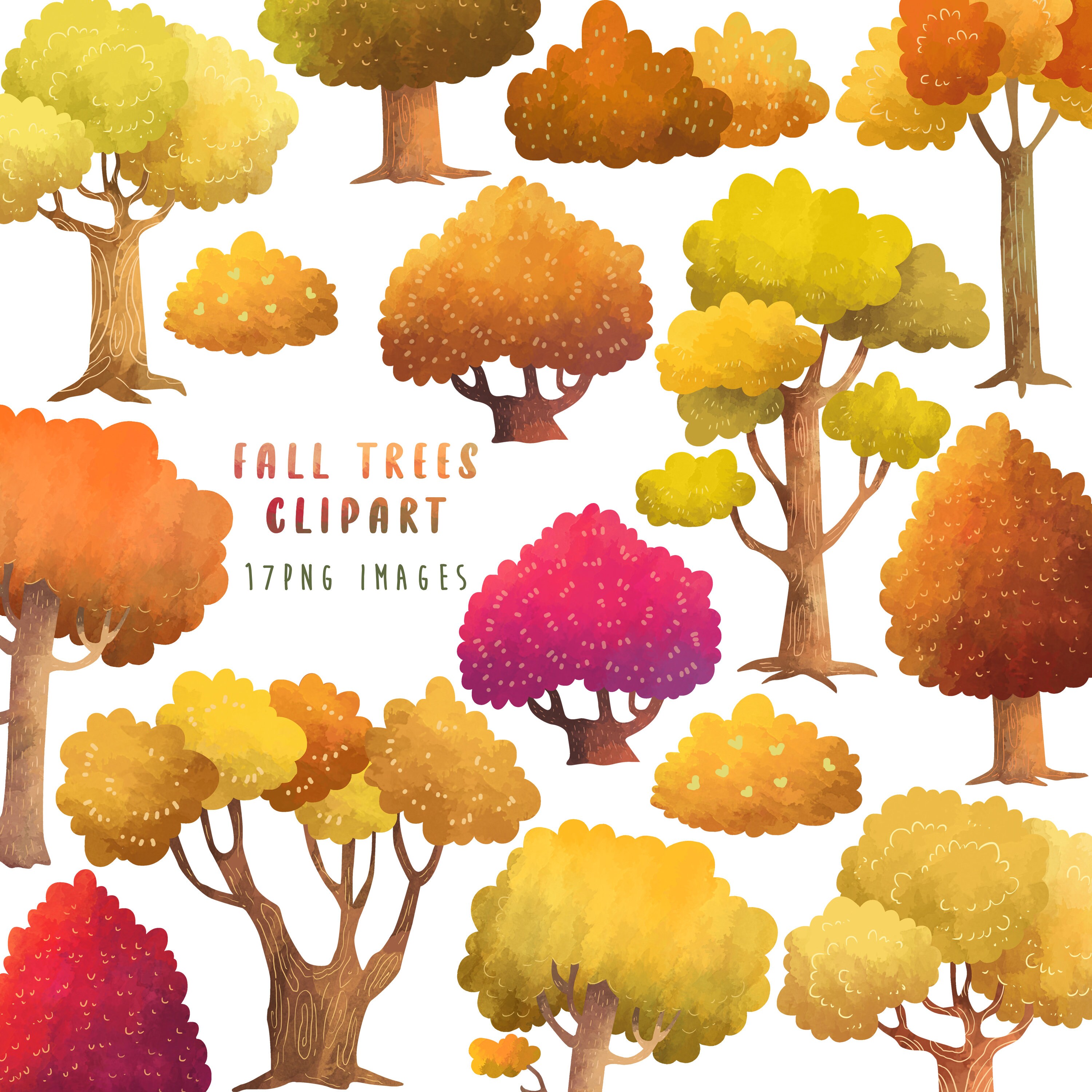 Watercolor Fall Trees Clipart, Autumn Trees Clipart, Fall Trees ...